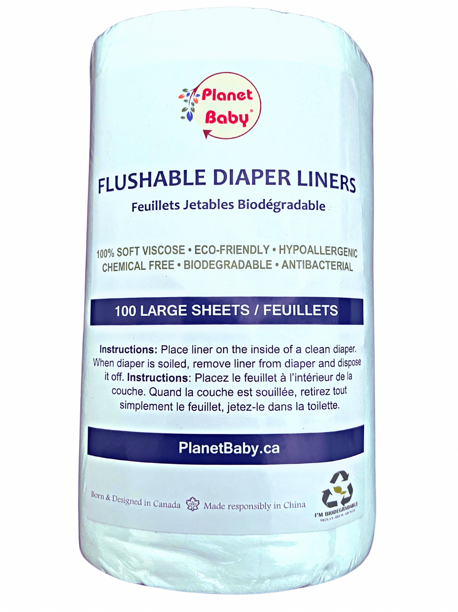 Diaper Liners by Planet Baby, Large Soft Disposable Flushable ...